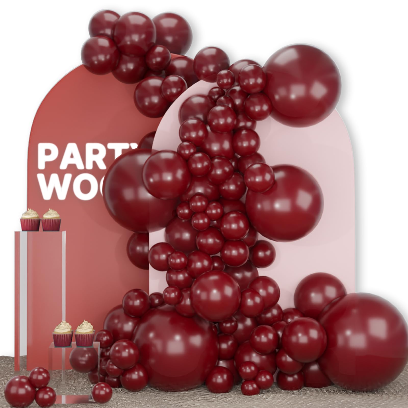 Amazon.com: PartyWoo Burgundy Balloons 142 pcs Maroon Balloons ...