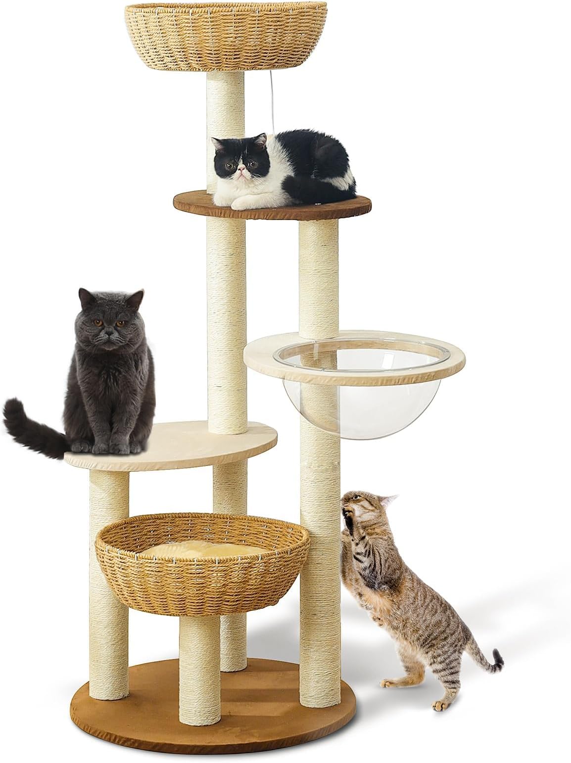 Amazon.com : Modern Cat Tree Tower for Large Cats, Real Natural Sisal ...