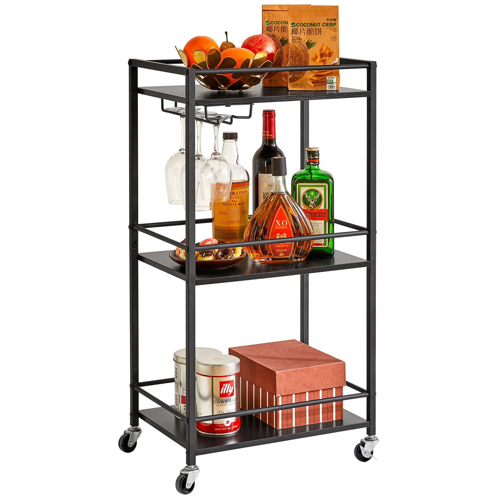 Amazon.com - IBUYKE Home Bar Serving Cart,Small Bar Cart with 3-Tier ...