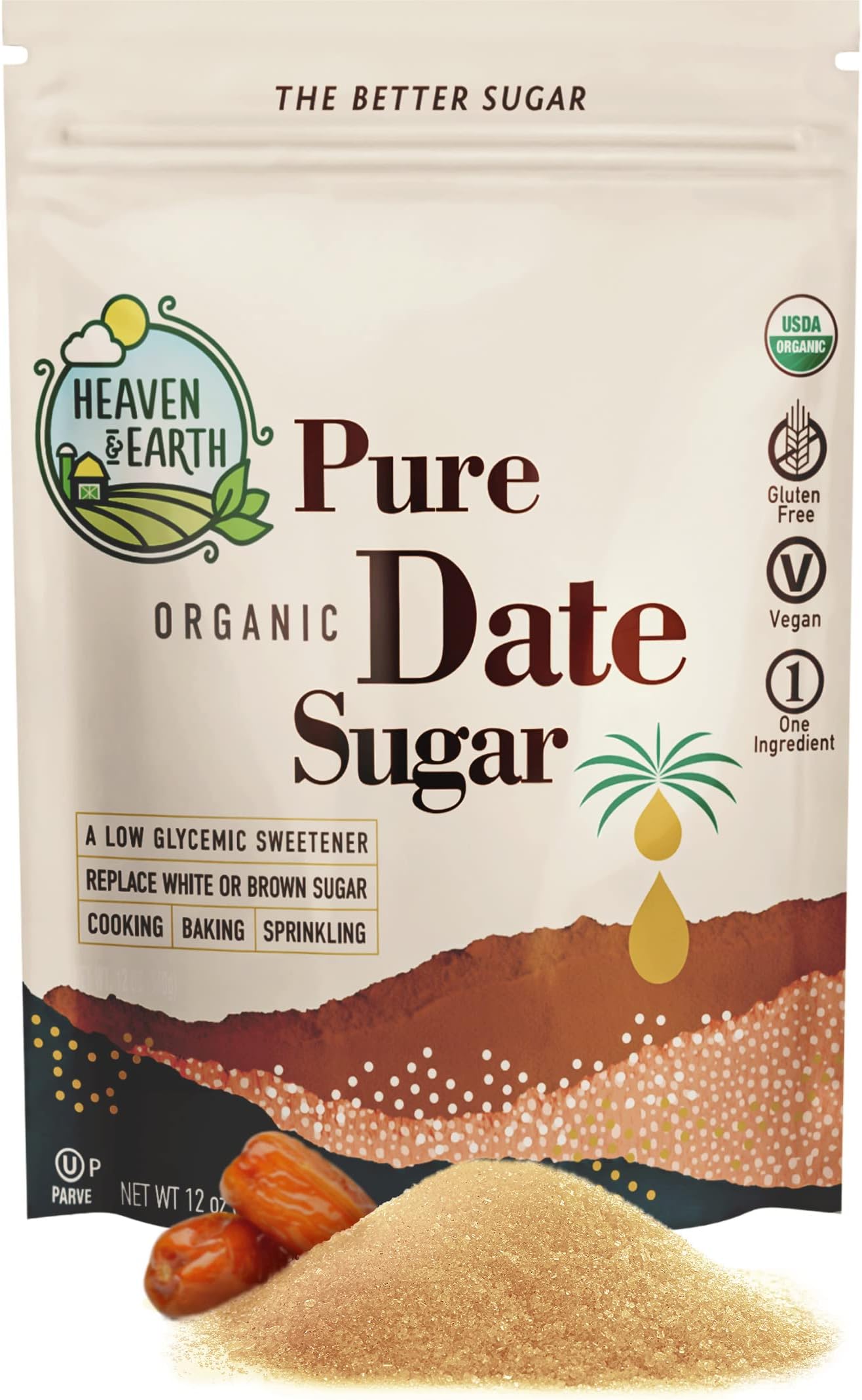 Amazon.com : Heaven & Earth Pure Organic Date Sugar, 12oz Resealable ...