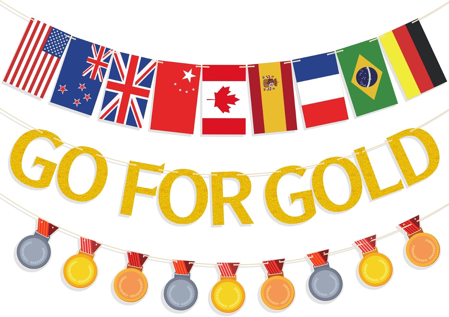 Amazon.com: Stcomart Pre-Strung 6ft Glitter Go For Gold Party ...