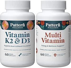 Amazon.com: Pattern Wellness 2-Pack Multivitamin & Vitamin K2 & D3 ...