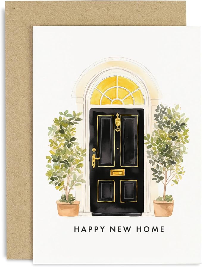 Old English Co. Stylish New Home Card for Him or Her - Black Front Door ...