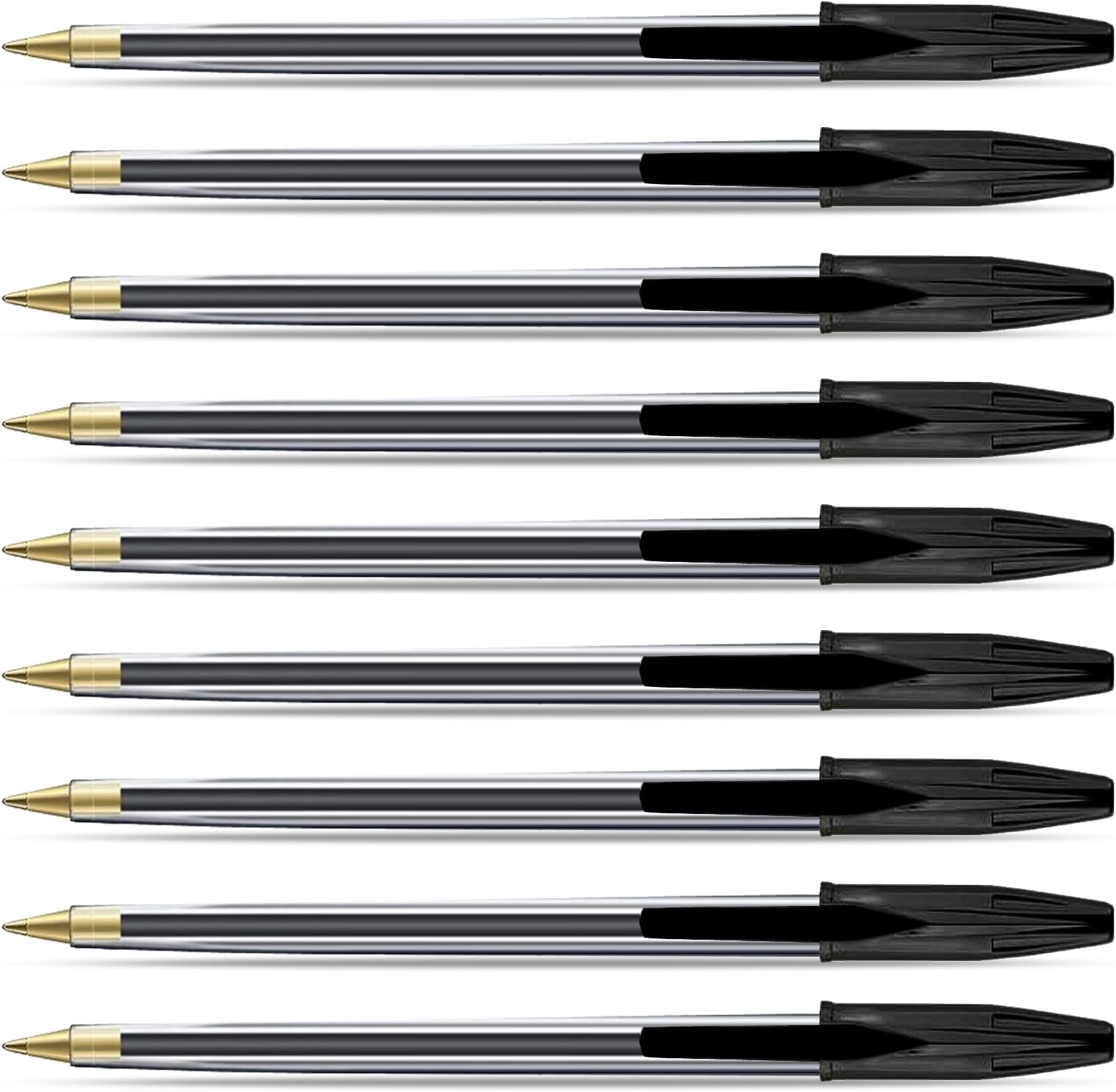 G4GADGET Premium Pack of 10 Black Biro Ballpoint Pens - Medium Tip for ...