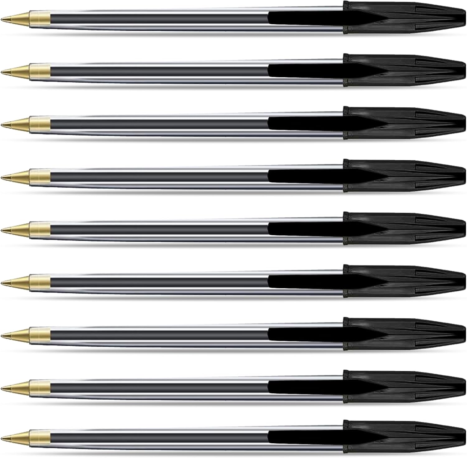 G4GADGET Premium Pack of 10 Black Biro Ballpoint Pens - Medium Tip for ...