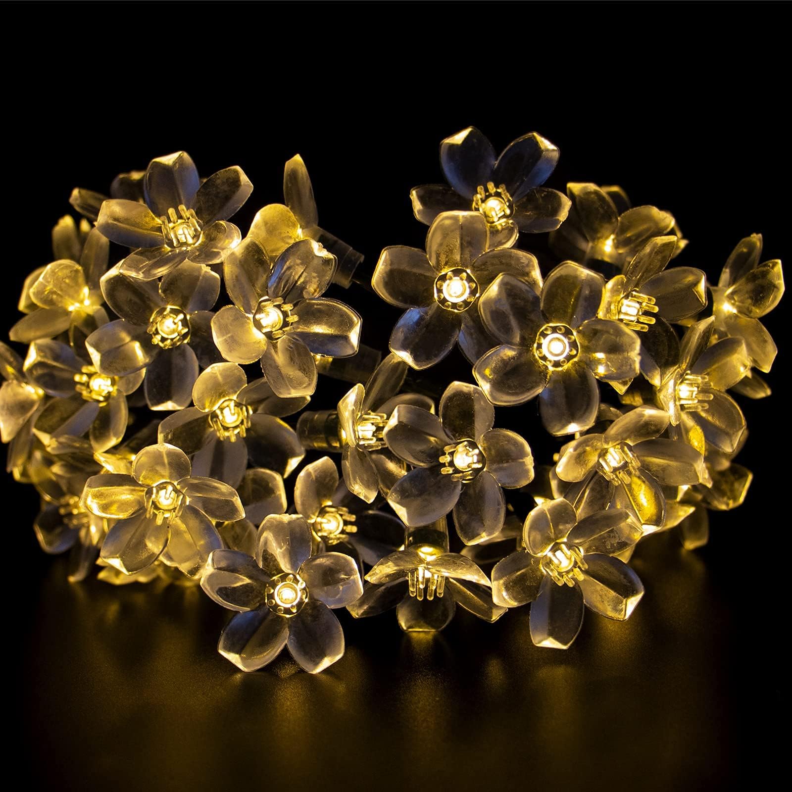 Solar Powered String Lights, 16ft 50LED Blossom Solar Garden Fairy ...