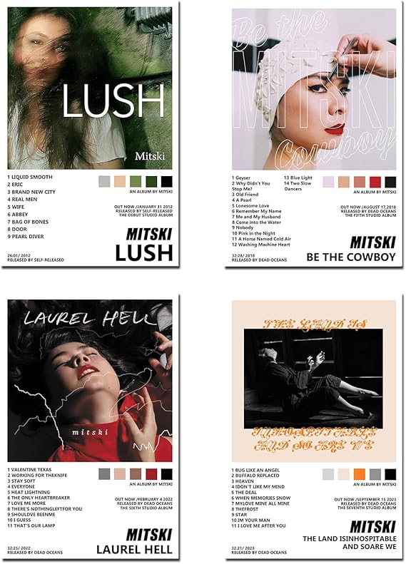 Mitski Poster (4 Pcs) Album Cover Music Posters for Room Aesthetic ...