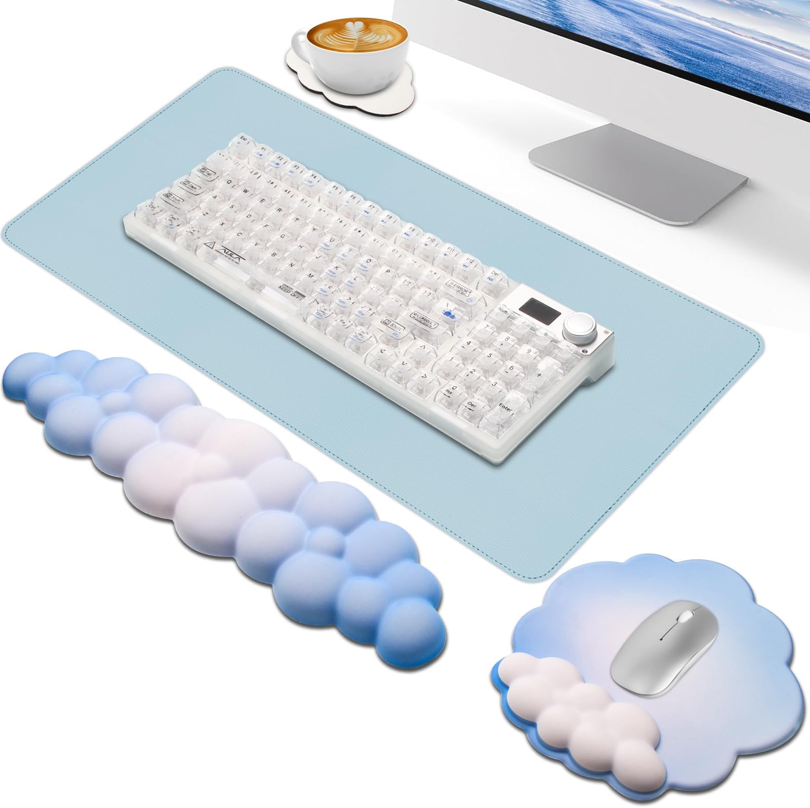 Amazon.com : Windspeed Cloud Keyboard Wrist Rest, 4 Pcs Memory Foam ...