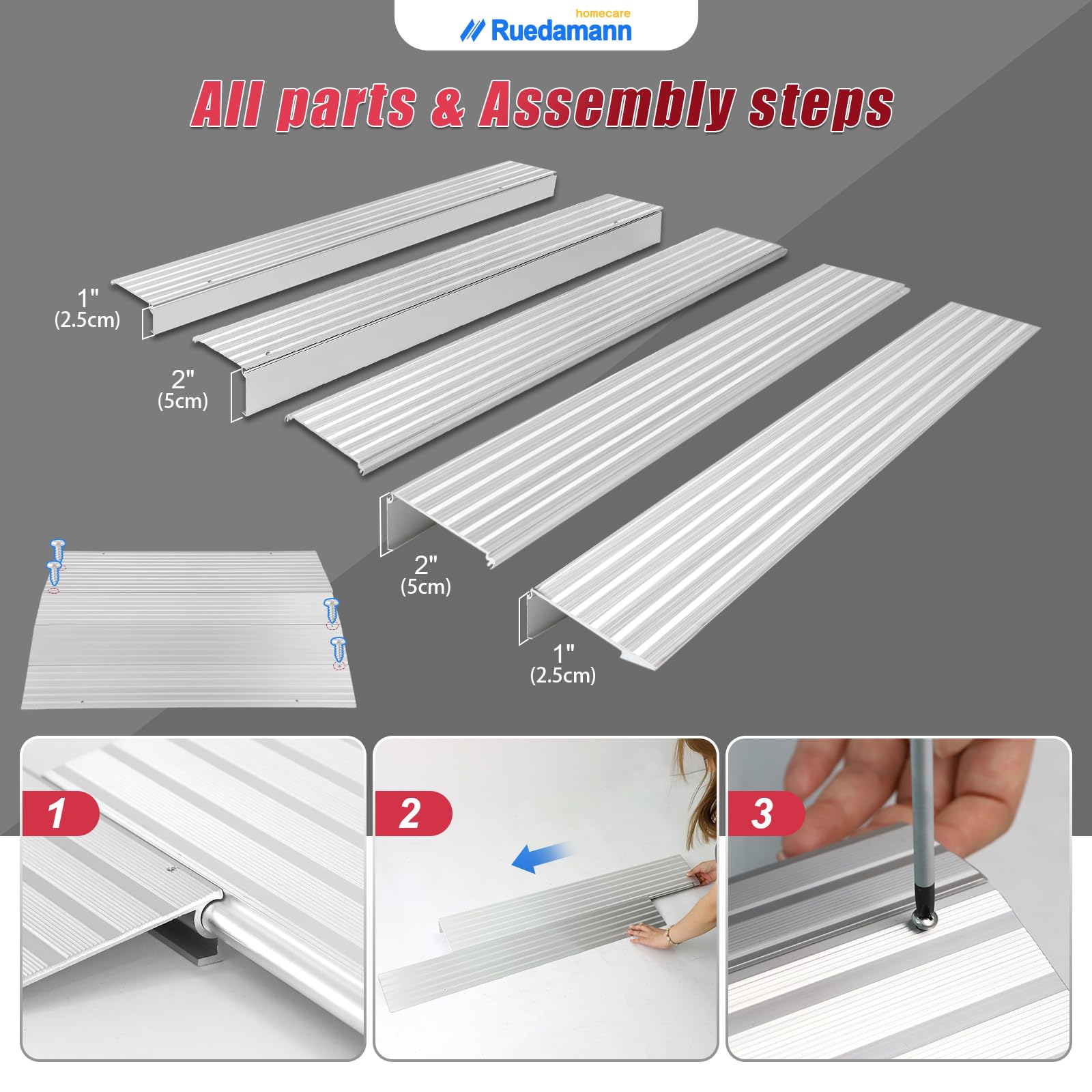 Snapklik.com : 2" Rise Bridge Threshold Ramp, 34" Wide Modular Aluminum ...