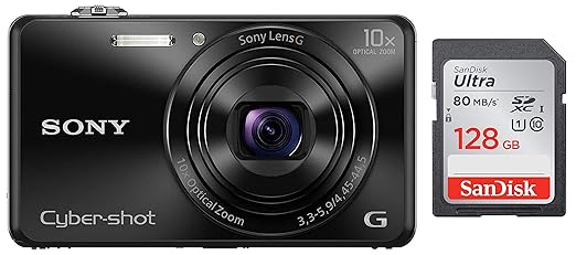 Buy Sony Cybershot DSC-WX220/B 18.2MP Digital Camera (Black) + SanDisk ...