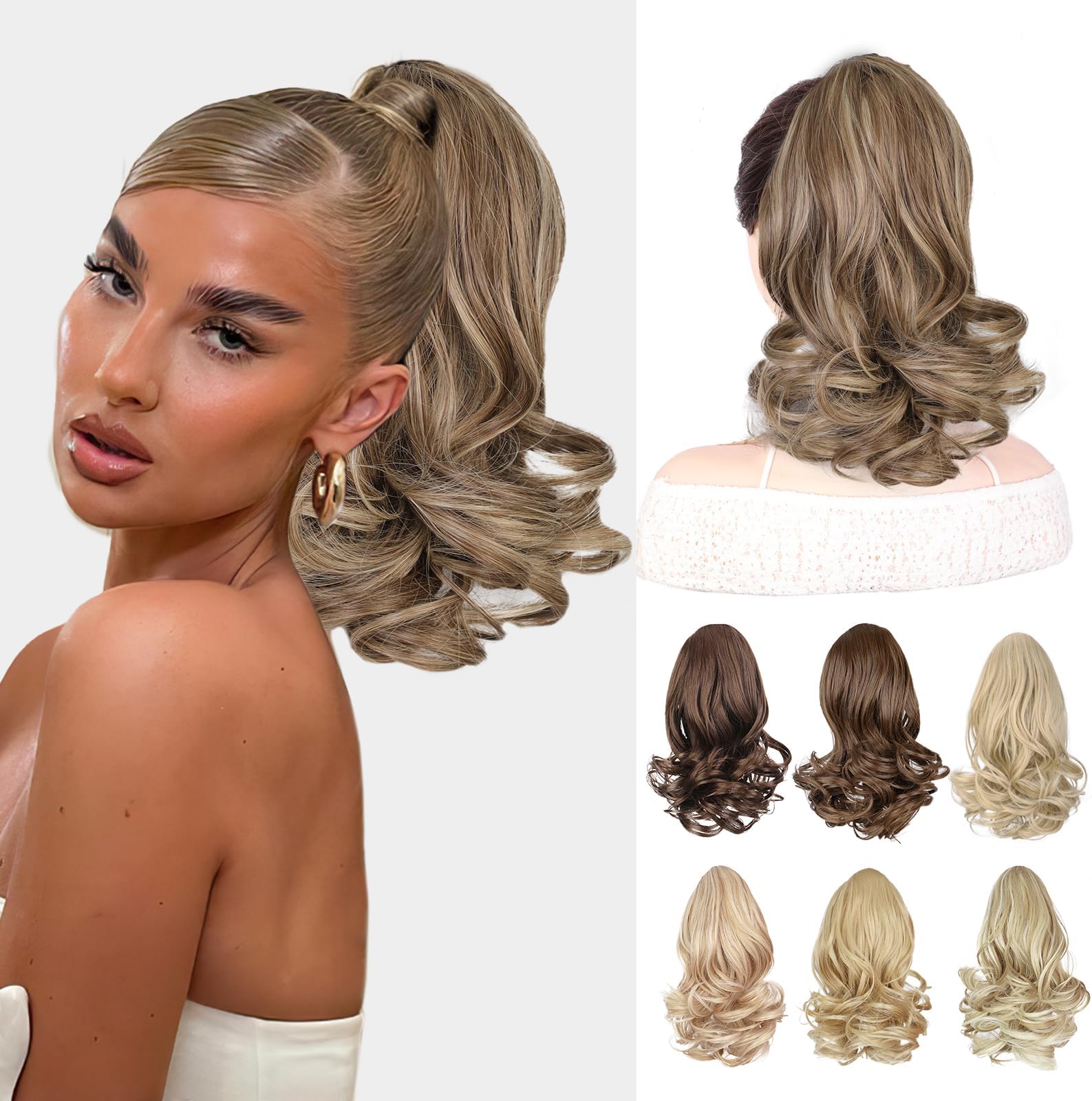 Amazon.com : AISI BEAUTY Brown Ponytail Extension Curly Drawstring ...