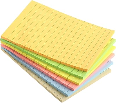 Amazon.com : Lined Sticky Notes with Lines 4x6 Self-Stick Notes 6 ...