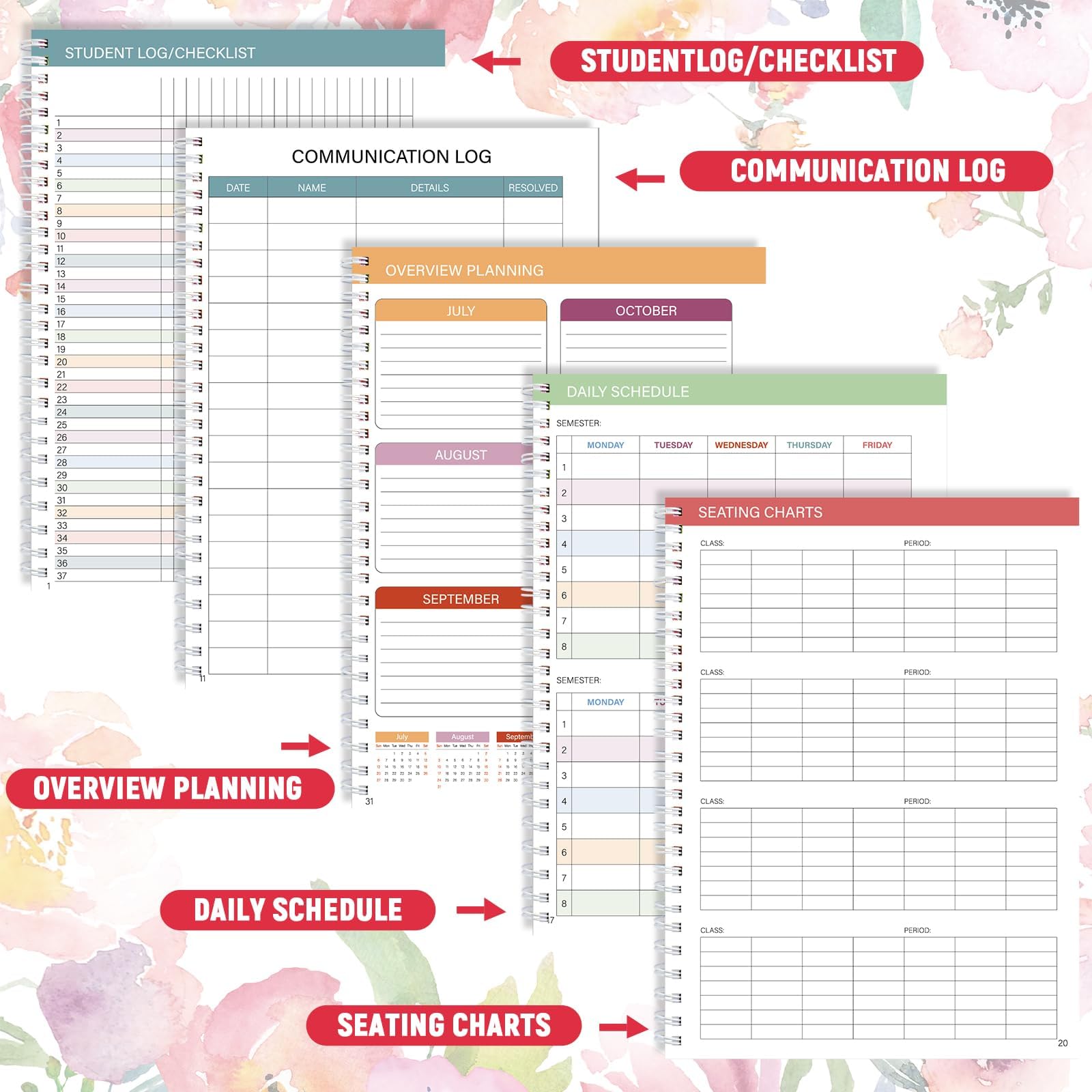 Jul. 2025-Jun. 2026 Teacher Planner Notebook Daily Weekly Monthly ...