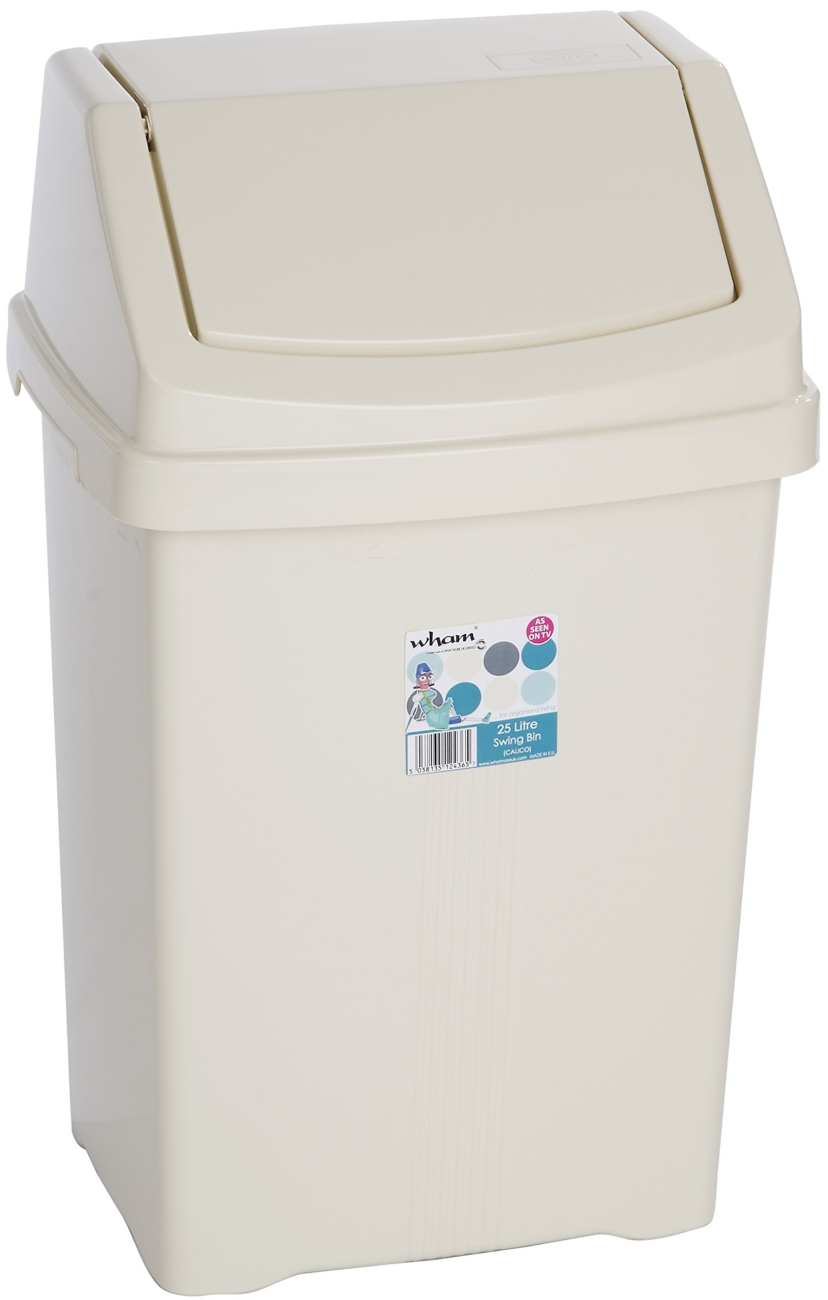 25L Calico Cream Plastic Kitchen Swing Bin Rubbish Waste Bin : Amazon ...