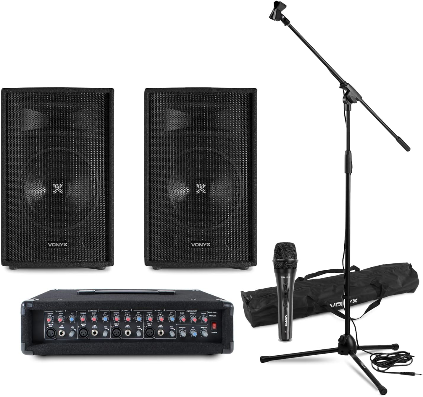 VONYX Vocalist PA System With Microphone - 12" PA Speaker, Mixer ...