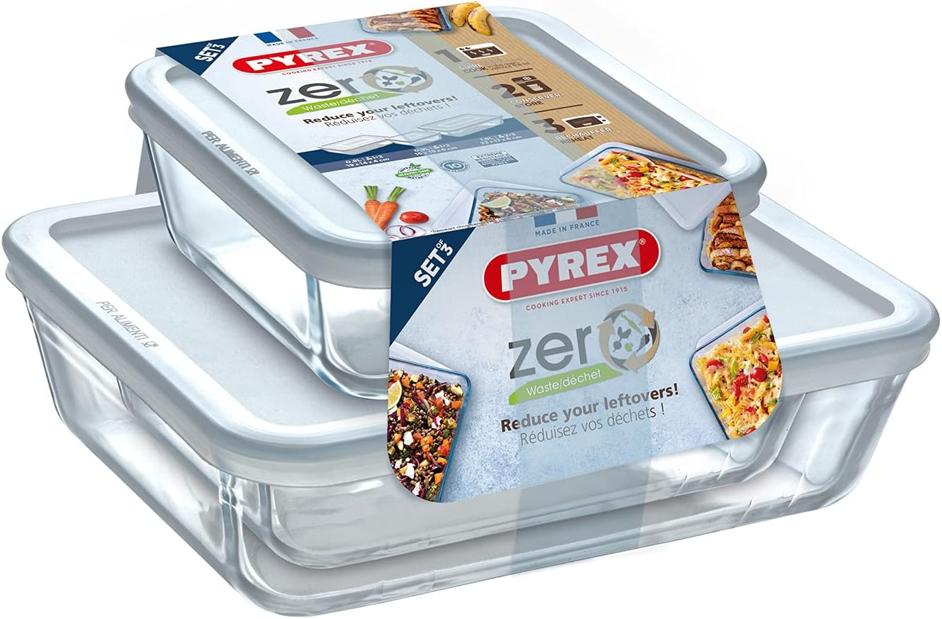 Pyrex Zero Cook & Freeze Food Storage Canisters, Set of 3 : Amazon.co ...