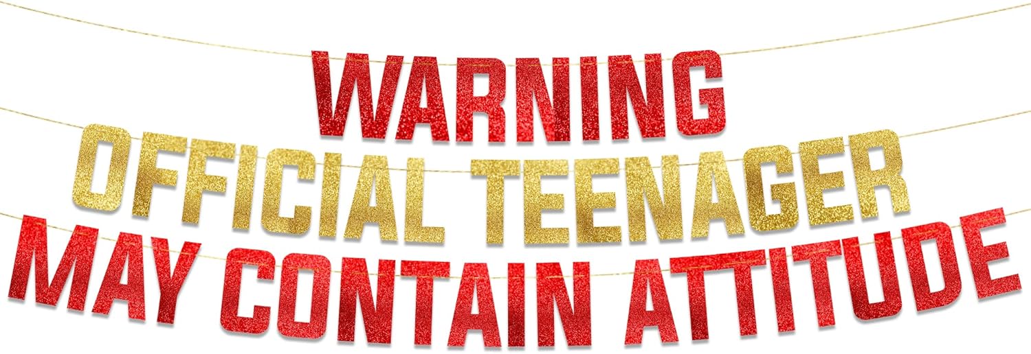 Amazon.com: Warning Official Teenager May Contain Attitude Gold Glitter ...