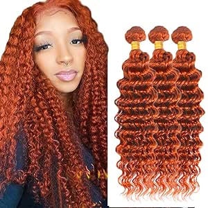 Amazon.com: 26 28 30 inch Color 350 Human Hair Bundles Ginger Deep Wave ...