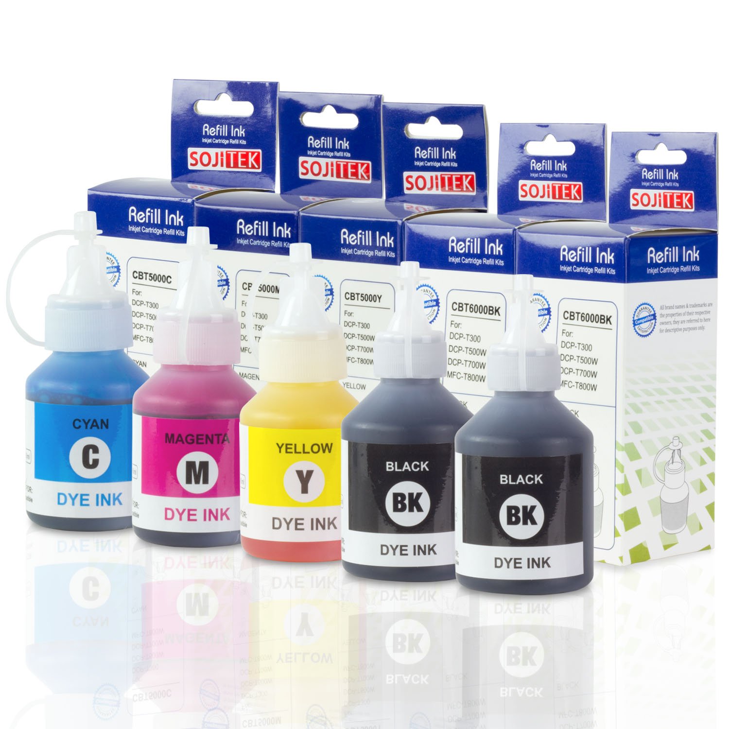 Buy SOJITEK Brother Compatible 5 Refill Dye Ink Kit BT6000BK BT6000C ...