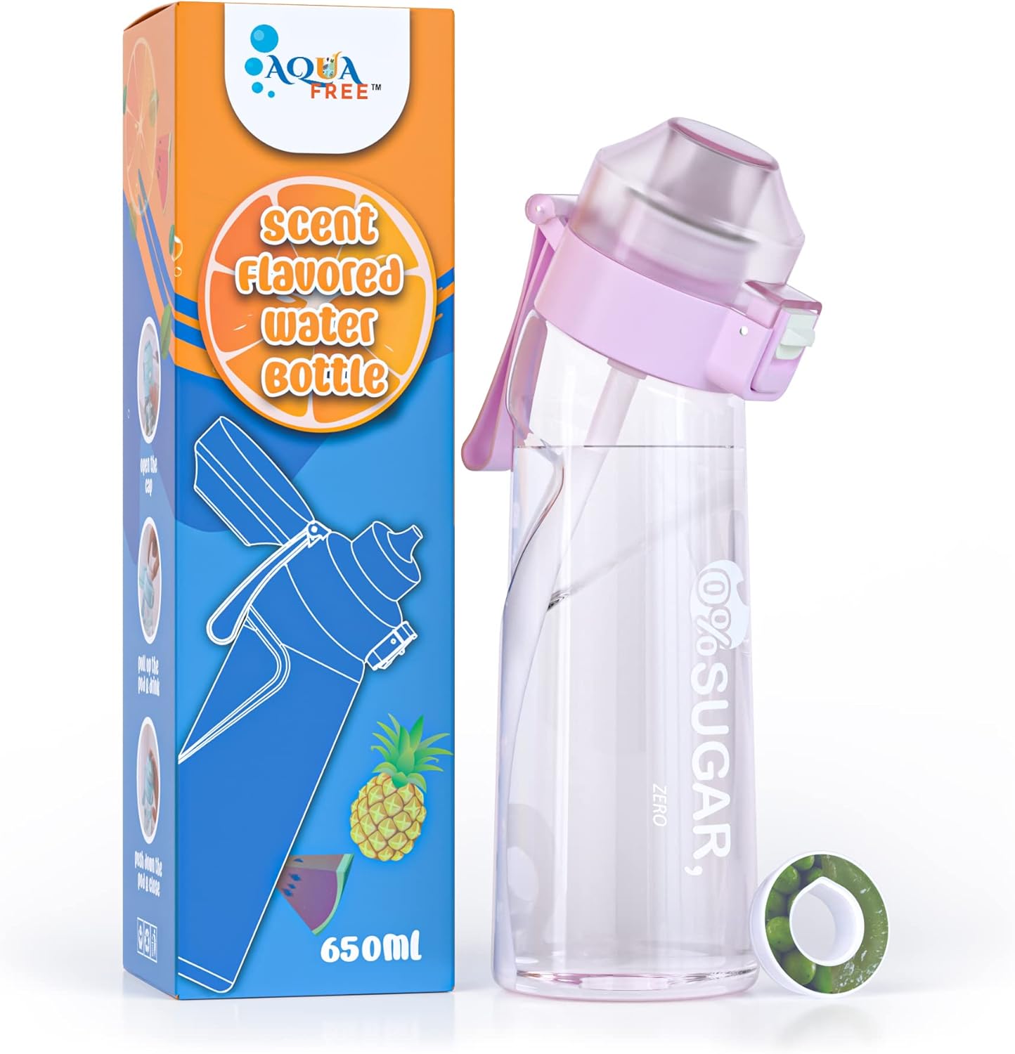 Amazon.com: Scent Flavored Water Bottle, 0% sugar, Leak-Proof Tritan ...