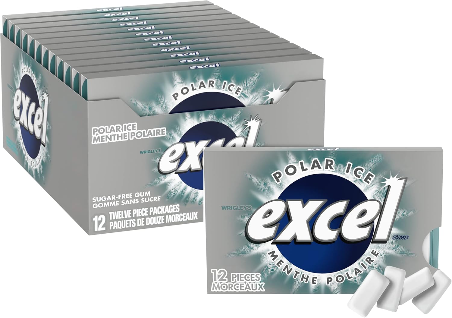 EXCEL, Polar Ice Flavoured Sugar Free Chewing Gum, 12 Pieces, 12 Packs ...