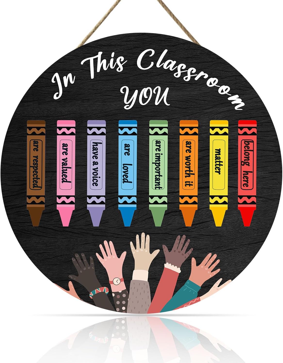 Amazon.com: OLMIXA Classroom Rainbow Crayon Wooden Hanging Sign ...