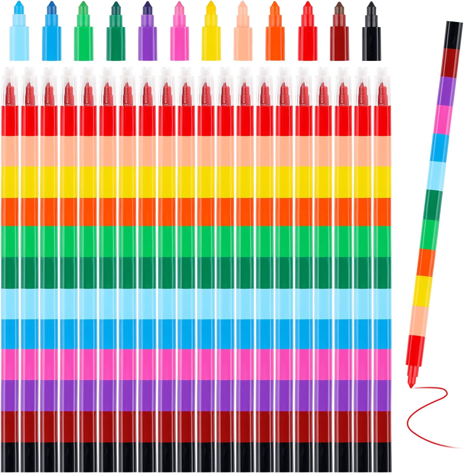 Amazon.com: Fun Express Glitter Stacking Crayons for Kids - 12 Pack of ...