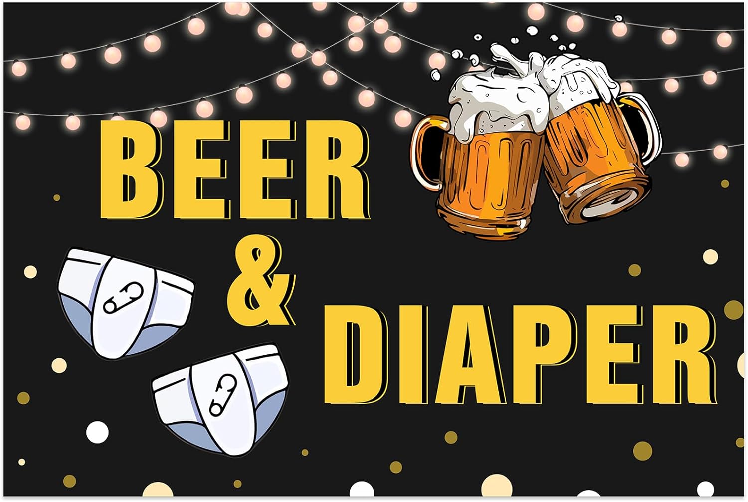 Amazon.com : Beer and Diaper Backdrop Black and Gold - Beer and Diaper ...