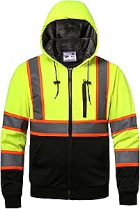 DPSAFETY High visibility Hoodie for Men,Class3 Hi Vis Hoodie,Fleece Lined Reflective Hoodie ...