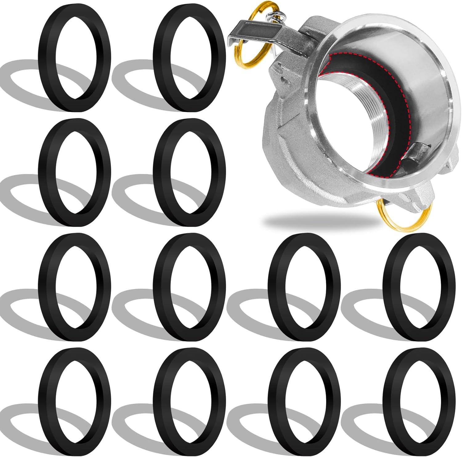 12pcs 2inch Cam Lock Fitting Rings, 2" Cam Groove Hose Seal, Cam Groove ...