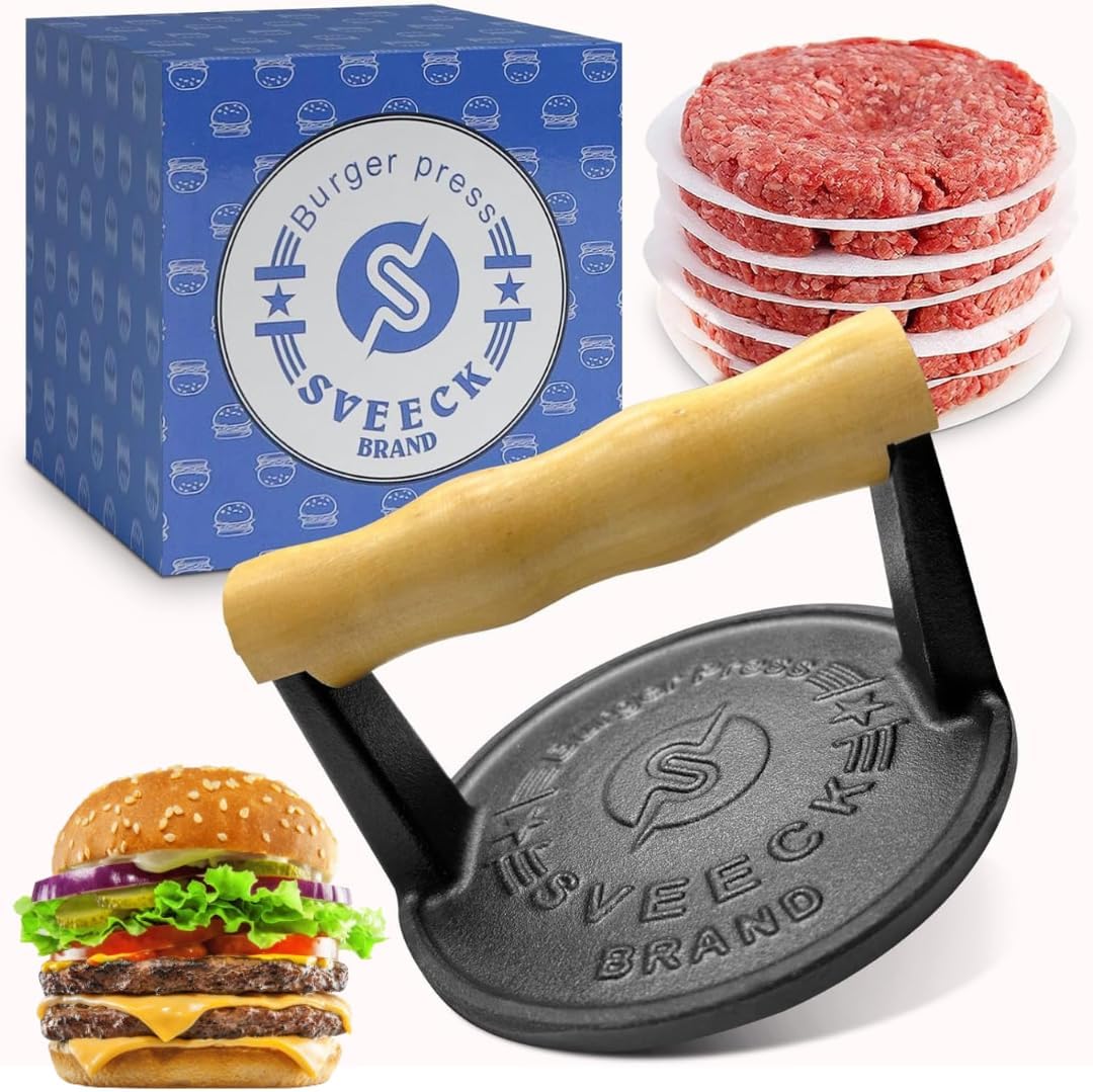 Amazon.com: SVEECK Burger Press – Smash Burger Press with 10-Pcs Patty ...