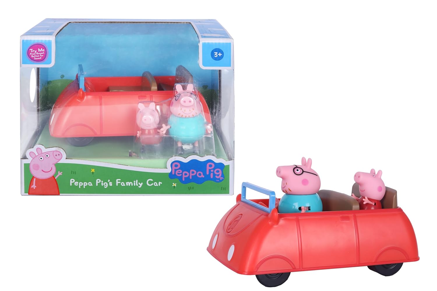 Buy PEPPA PIG Peppa's Family Red Car with Sound Effects, Includes 2 ...
