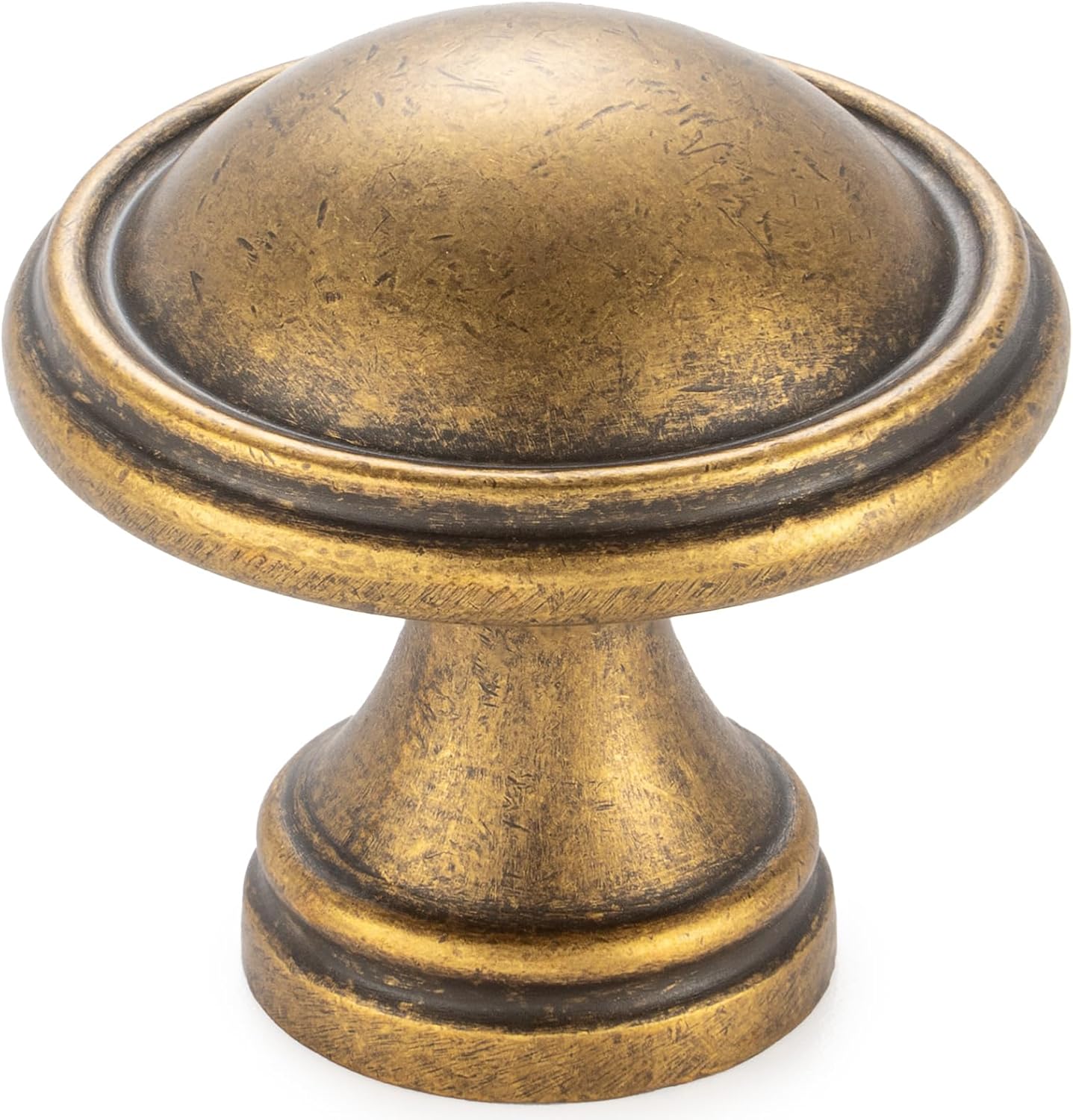 KOOFIZO 10 Pack Dia.1-1/4 Inch Antique Brass Kitchen Cabinet Knobs Vintage Brass Cabinet Knobs ...