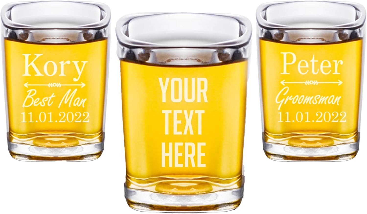 Amazon.com | DrevTech Personalized Laser Engraved Square Shot Glass ...