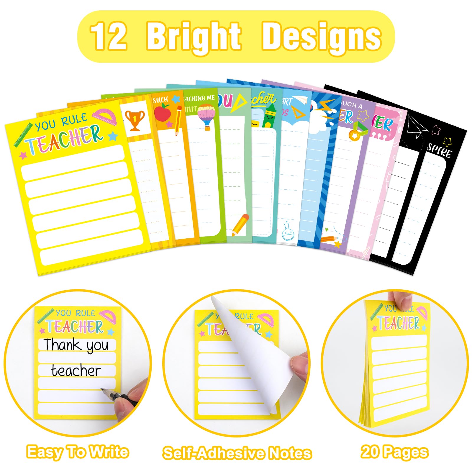 Snapklik.com : 24 Pcs Teacher Appreciation Notepad Sets Teacher Memo ...