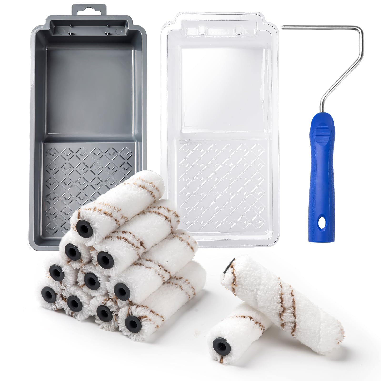 Mister Rui Microfiber Paint Roller Set, Small Paint Roller 4 Inch, Paint Roller Sleeve, Mini ...