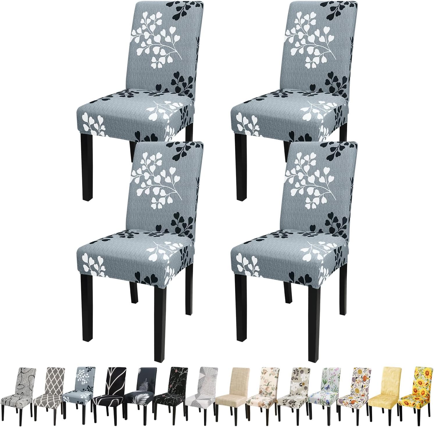 Amazon.com: JQinHome Pattern Chair Covers for Dining Room Set of 4 ...