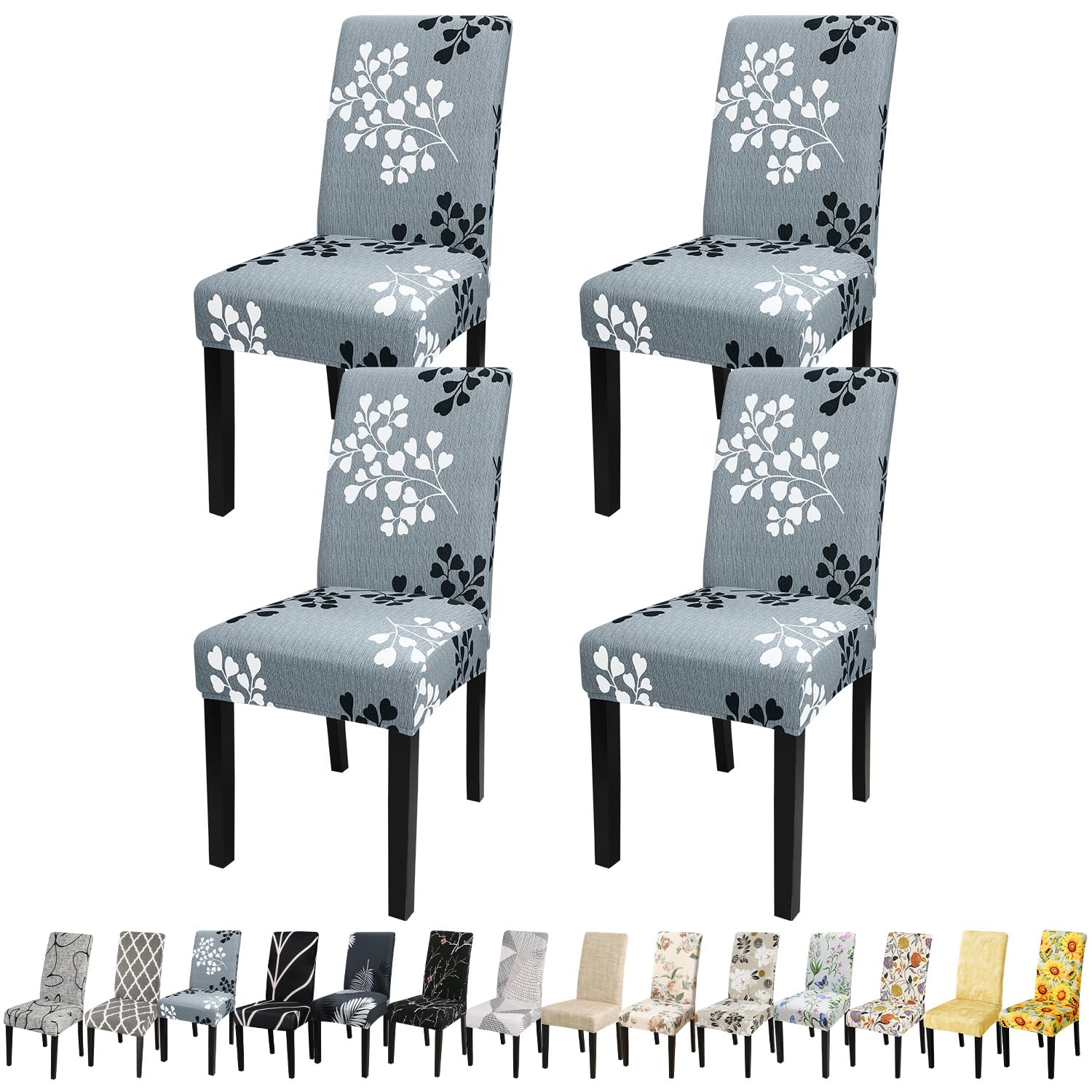 Amazon.com: JQinHome Pattern Chair Covers for Dining Room Set of 4 ...