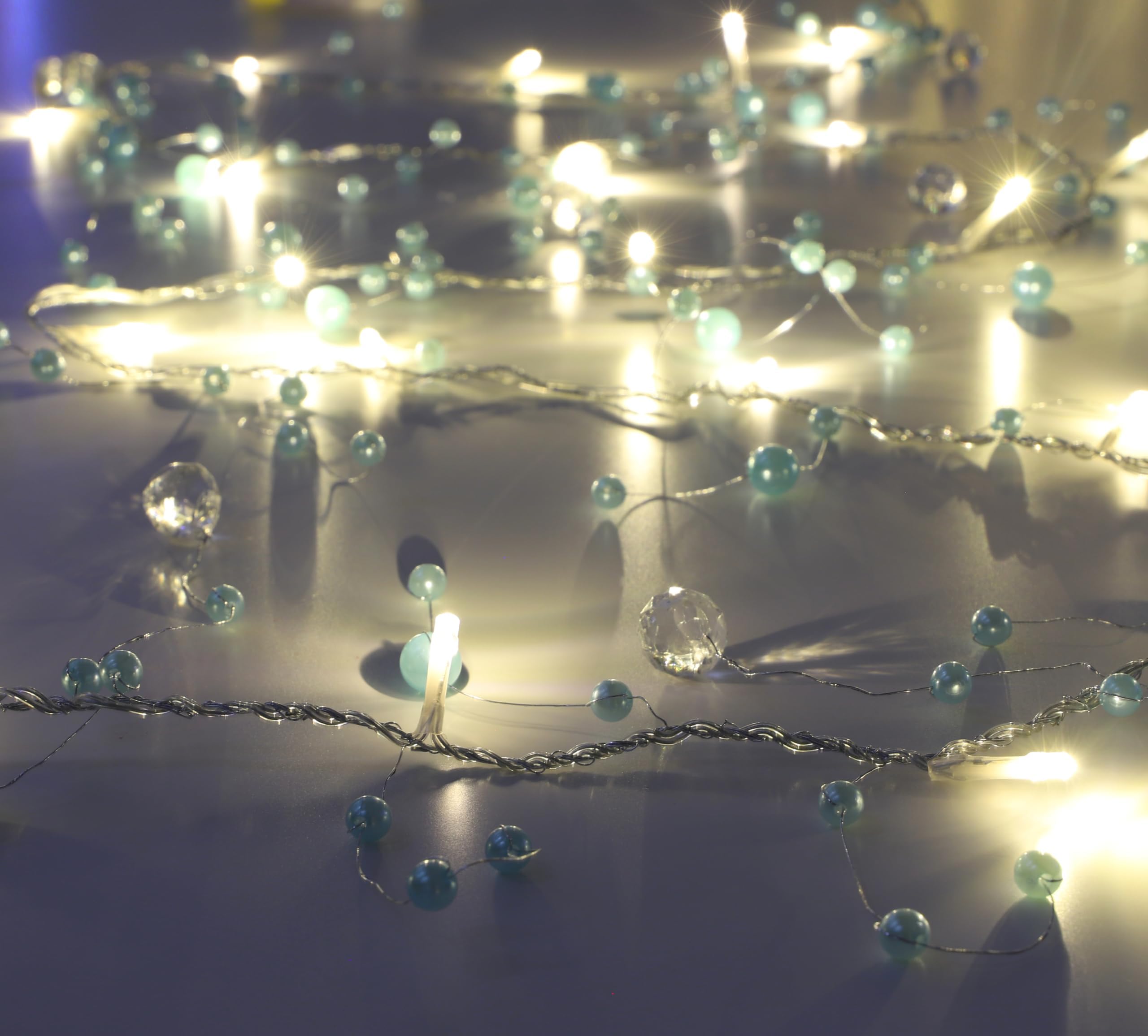 Christmas Concepts® 2M Beaded Garland 20 Warm White LED Lights (Pearl ...