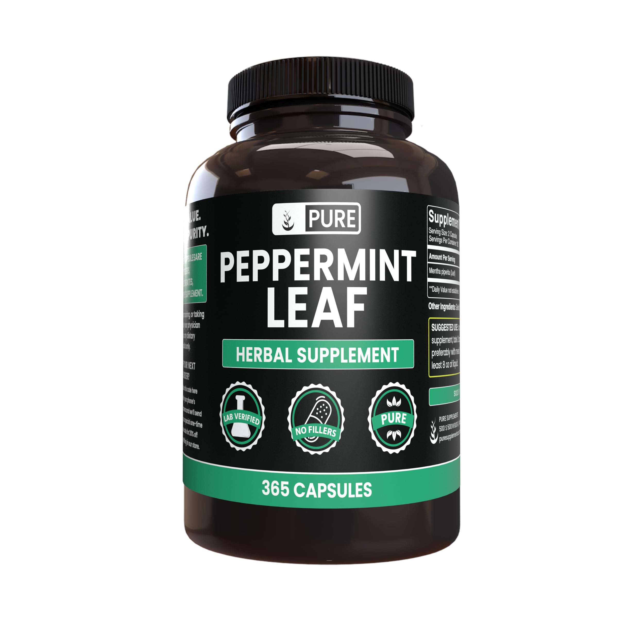 Amazon.com: PURE ORIGINAL INGREDIENTS Peppermint Leaf (365 Capsules) No ...
