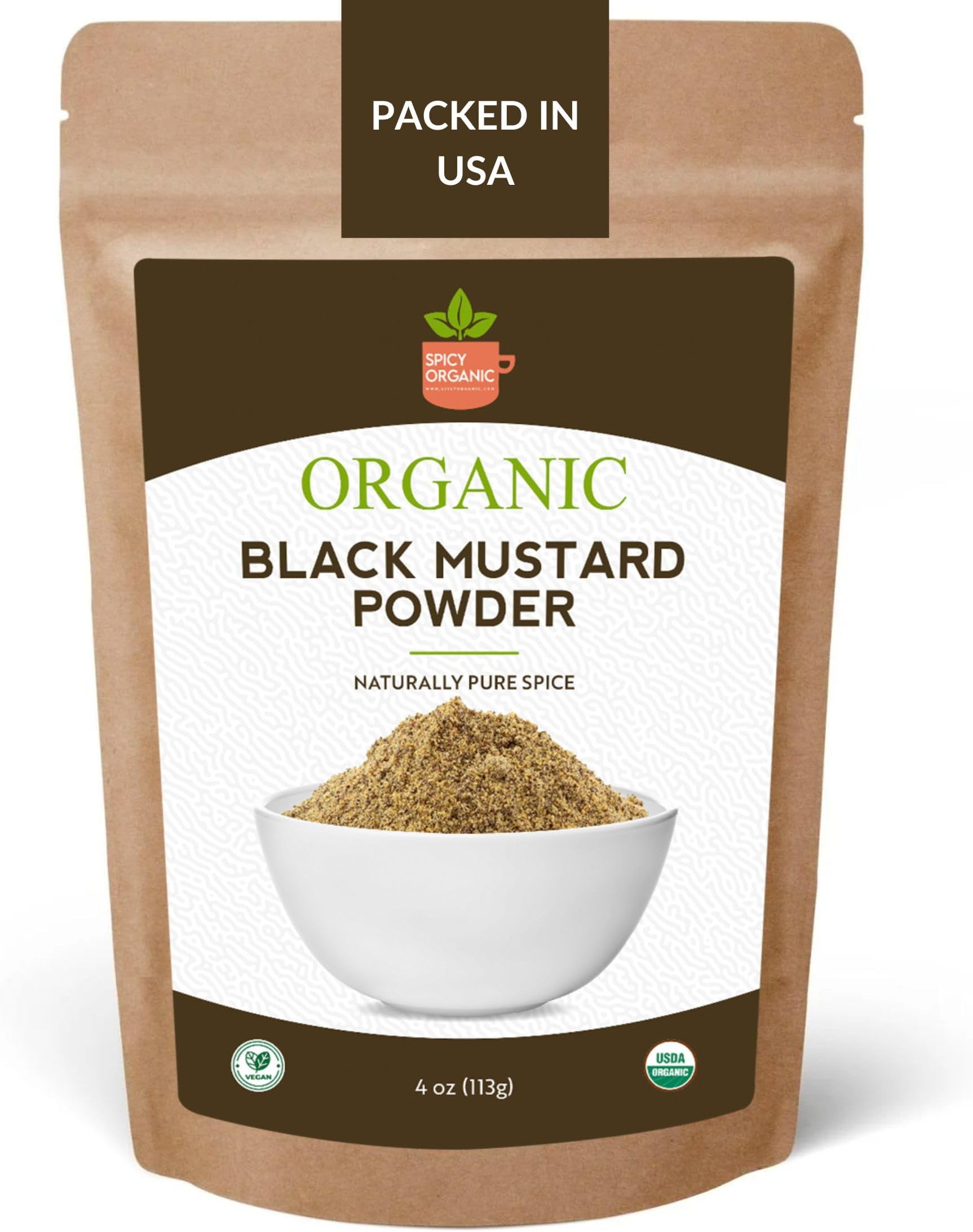 Amazon.com : SPICY ORGANIC Black Mustard Powder – 4 oz - Finely Ground ...