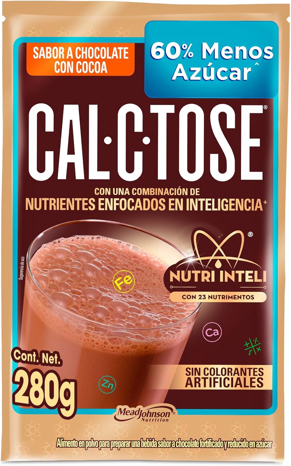 Cal C Tose Chocolate en Polvo Fortificado Menos Azúcar Bolsa 280 g ...