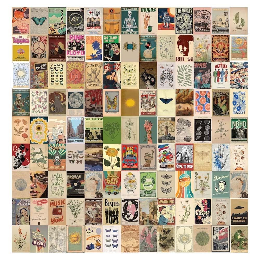 Buy SG 120 Peel-N-Stick Vintage s Aesthetic Wall Collage Kit | Vintage ...