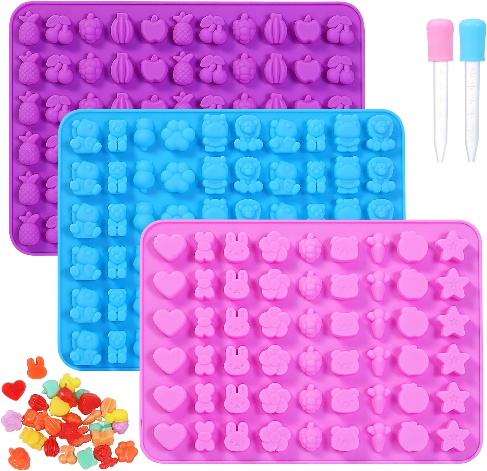 RUUKON Non-Stick Silicone Gummy Bear Moulds for Candy, Gummy, Chocolate ...