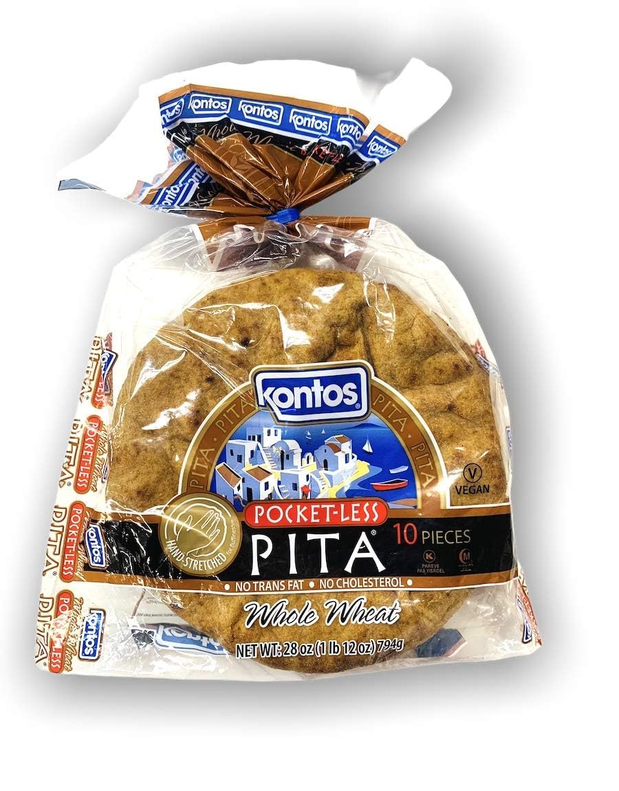 Amazon.com: Kontos Bakery, Whole Wheat Smart Pockets Pita Bread, Low ...