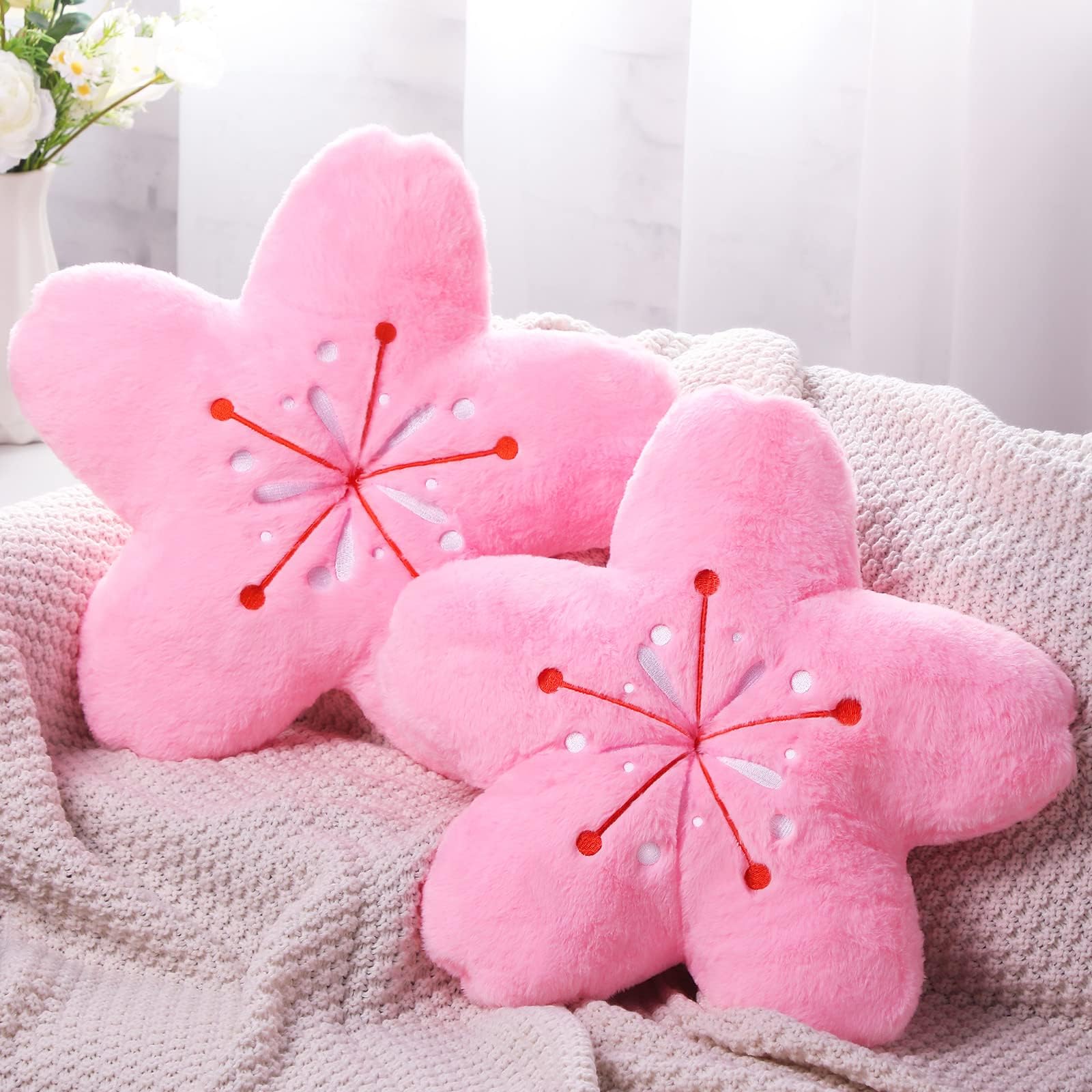 Amazon.com: Unittype 2 Pcs Cherry Blossom Pillow Aesthetic Decor Flower ...