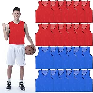 24 Pieces Scrimmage Vest Soccer Pinnies, Nylon Mesh Training Vests Team ...
