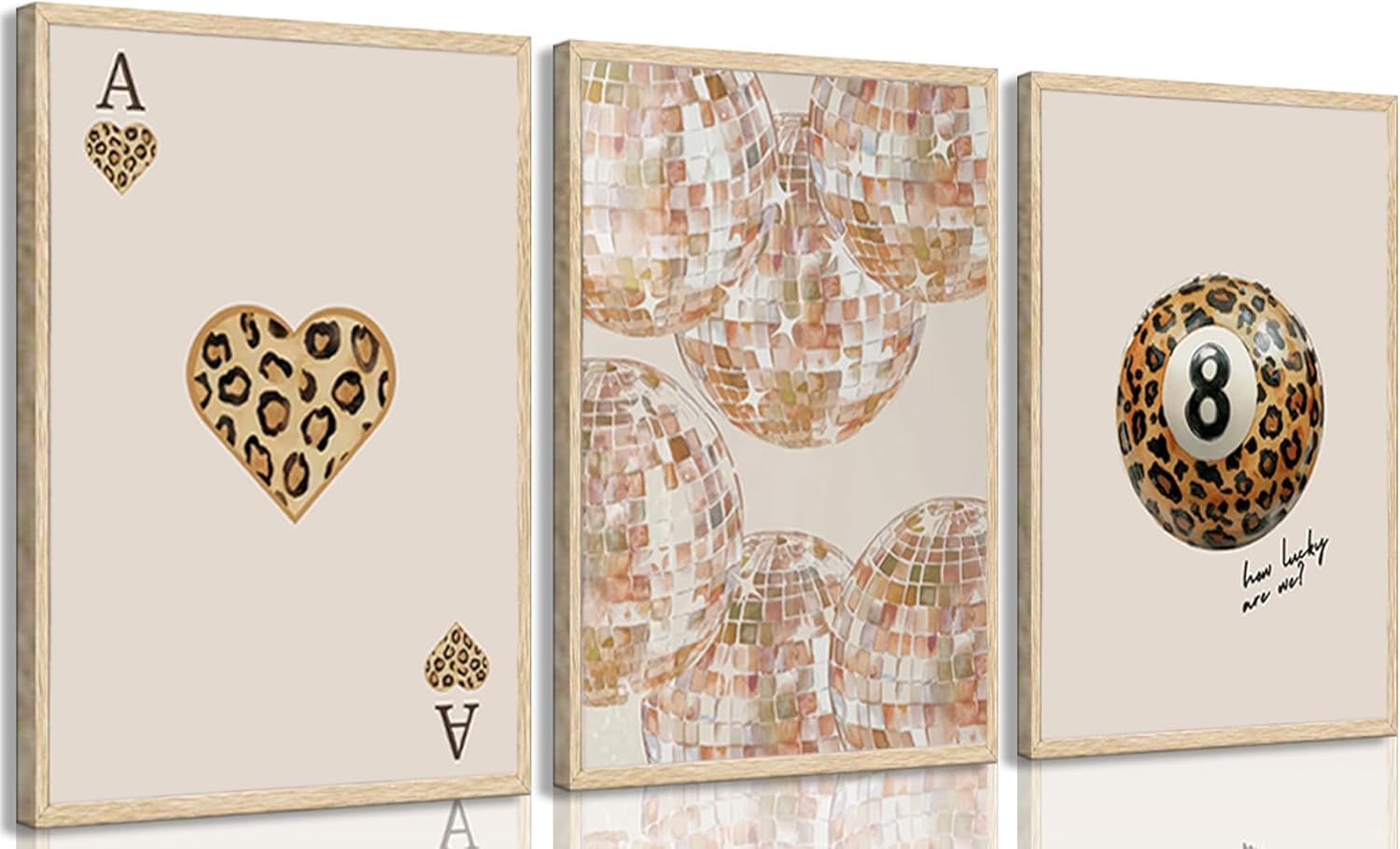 Amazon.com: 3Pcs Trendy Leopard Disco Ball Wall Art Preppy Ace Cards ...