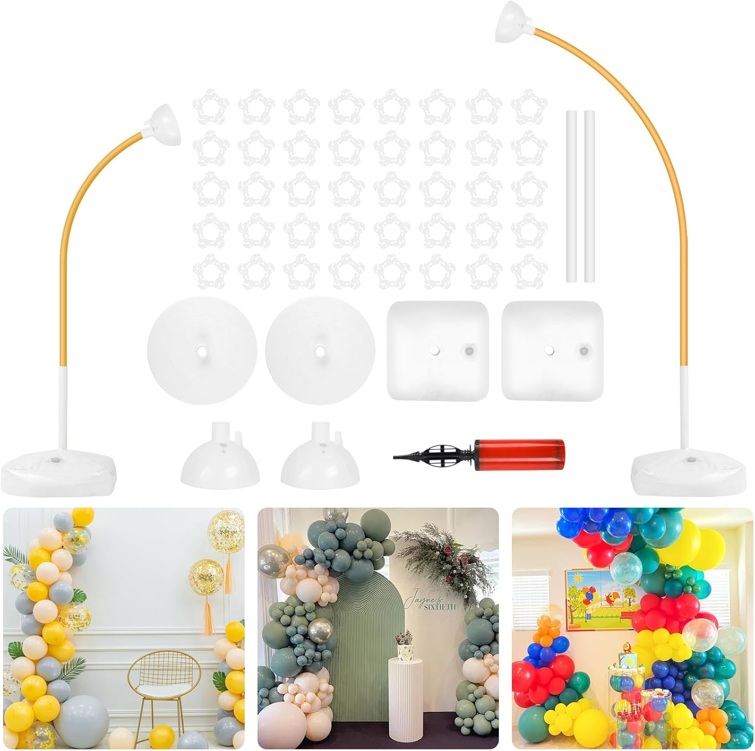 Amazon.com: Balloon Arch Stand Kit 8.2ft and 5ft, Heavy Duty Base with ...