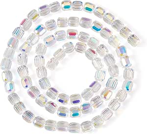Amazon.com: Spritewelry 2 Strands Transparent Glass Beads Column Beads ...